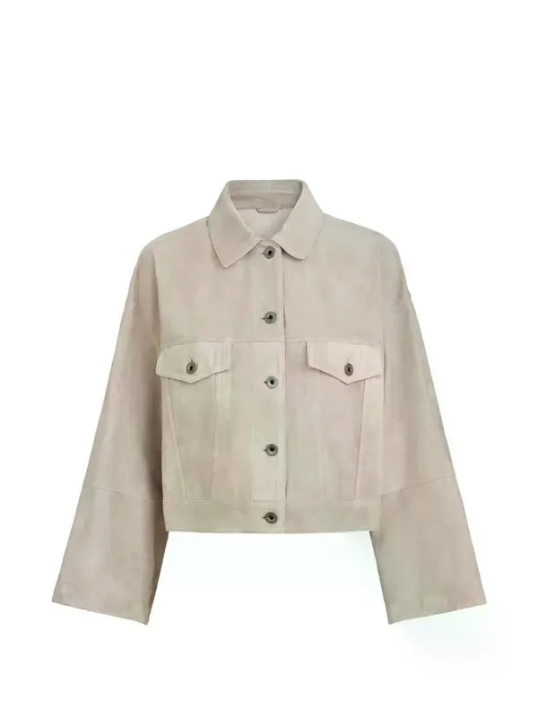 Brunello Cucinelli Suede Jacket With Embellished Collar