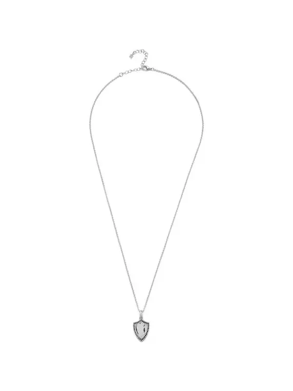 Mateo Black Diamond Shield Pendant Necklace - Silver