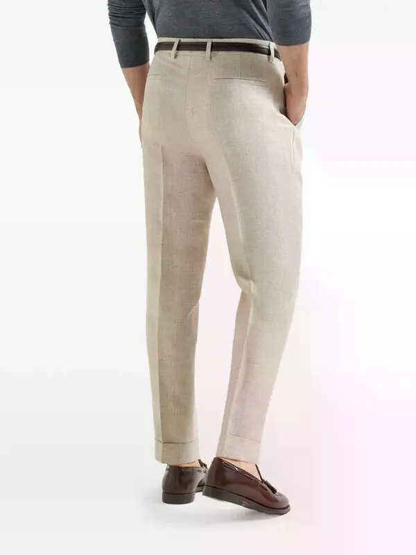 Brunello Cucinelli Pleated Hopsack Trousers - Neutrals
