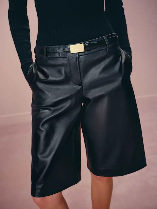 REFORMATION Veda Gisele Leather Low Rise Bermuda Short