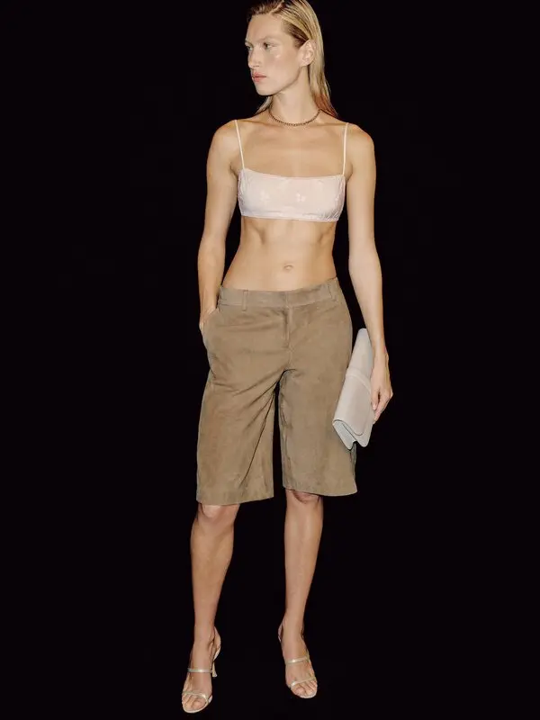 REFORMATION Veda Gisele Leather Bermuda Shorts - Brown