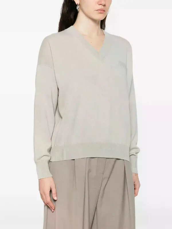 Peserico V-neck Embroidered Long Sleeve Sweater