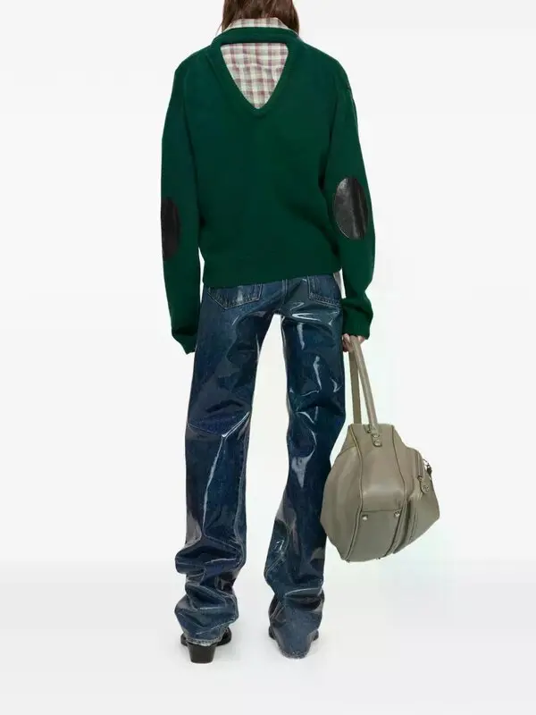 Acne Studios V-neck Sweater With Leather Patches
