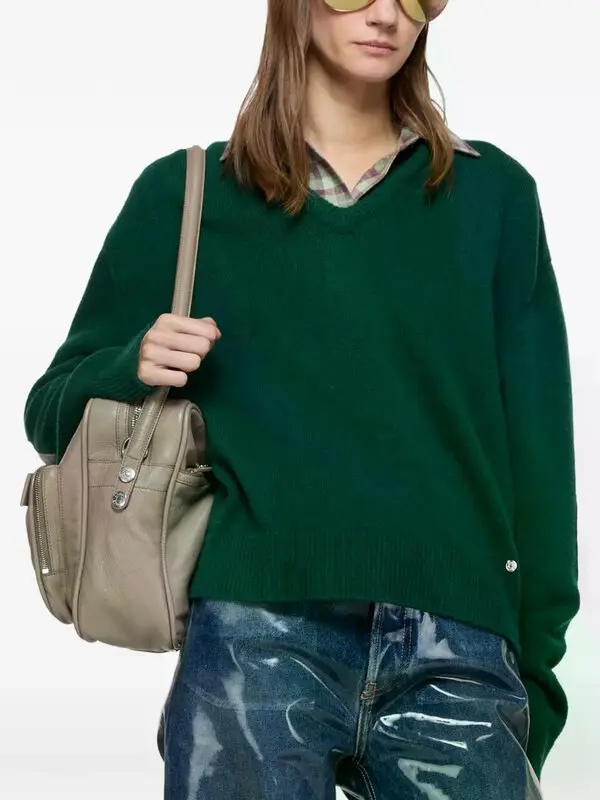 Acne Studios V-neck Sweater With Leather Patches