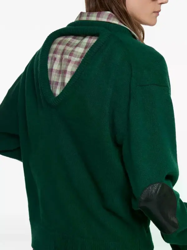 Acne Studios V-neck Sweater With Leather Patches