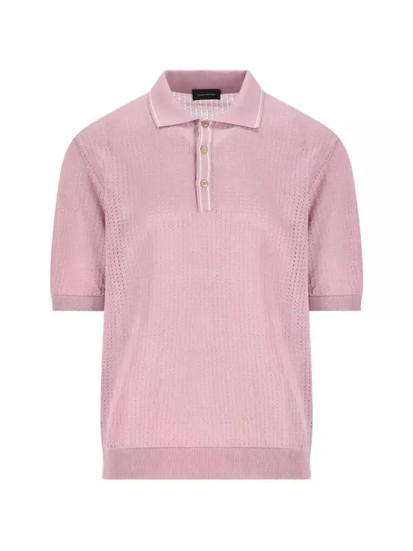 Tagliatore Openwork Buttoned Polo Shirt