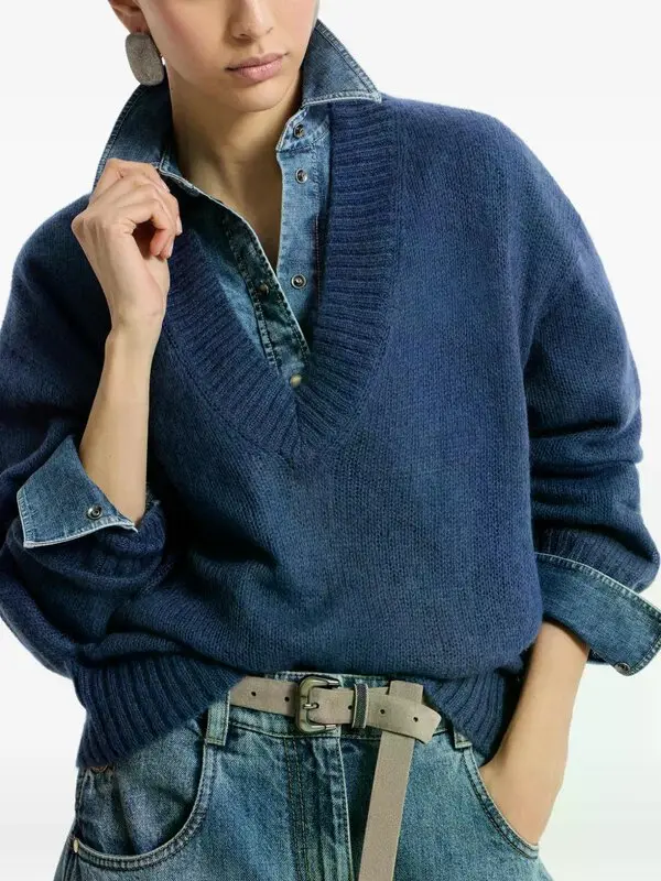 Brunello Cucinelli V-neck Sweater - Blue