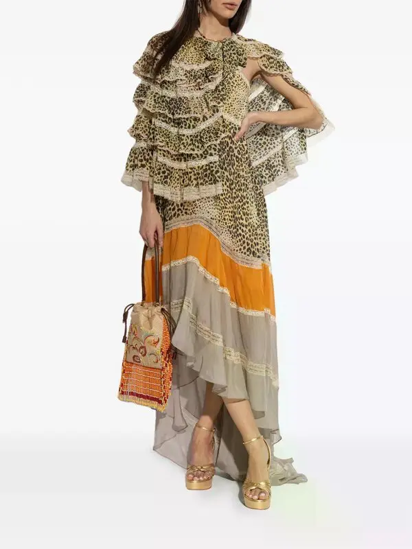 Etro Ruffled Leopard-print Maxi Dress - Brown