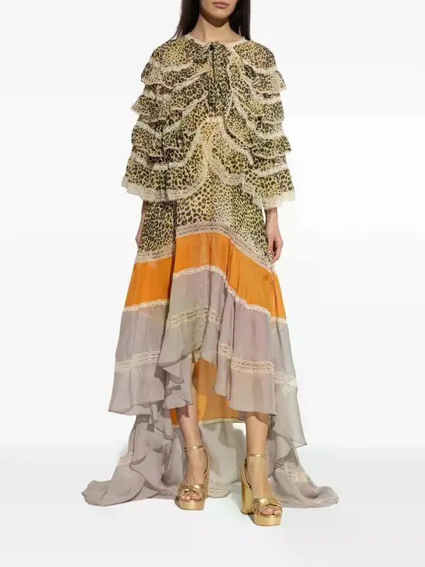 Etro Ruffled Leopard-print Maxi Dress - Brown