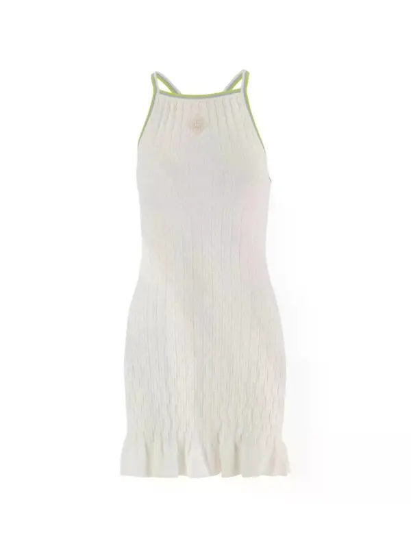 Casablanca Ruffled-hem Ribbed Dress - Neutrals