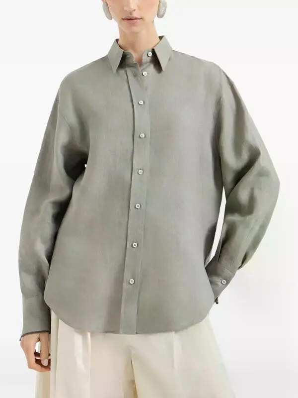 Brunello Cucinelli Monili Linen Shirt - Grey