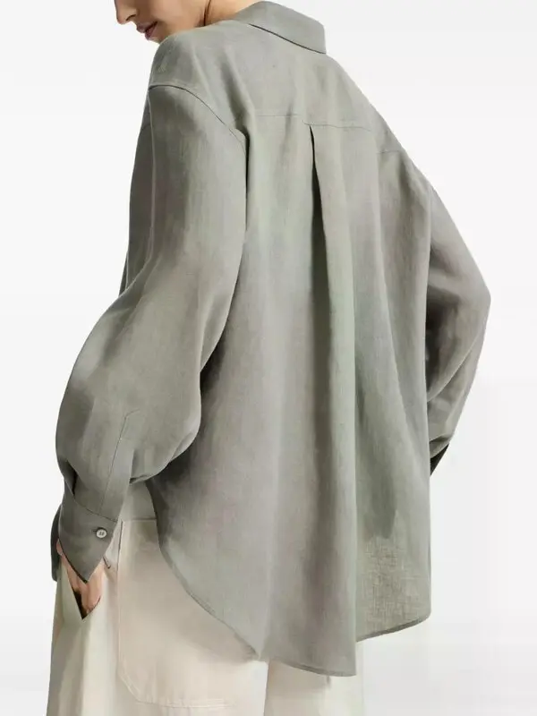 Brunello Cucinelli Monili Linen Shirt - Grey
