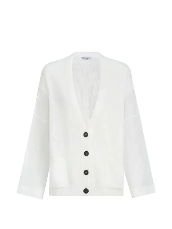 Brunello Cucinelli Ribbed Cardigan - White