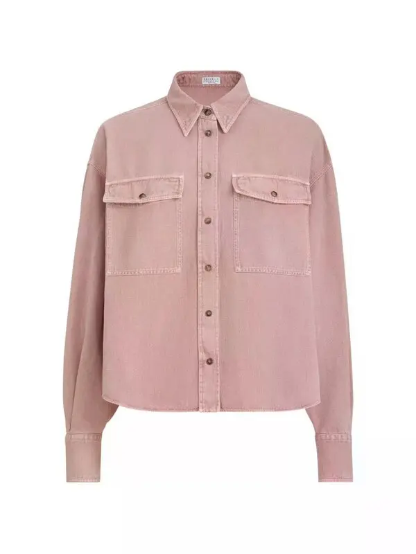 Brunello Cucinelli Garment-dyed Flap-pocket Shirt - Pink