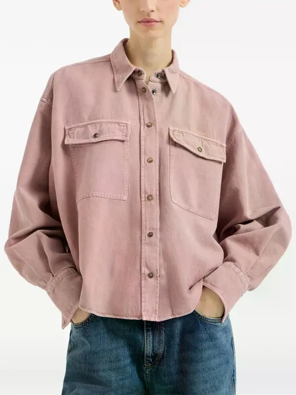 Brunello Cucinelli Garment-dyed Flap-pocket Shirt - Pink
