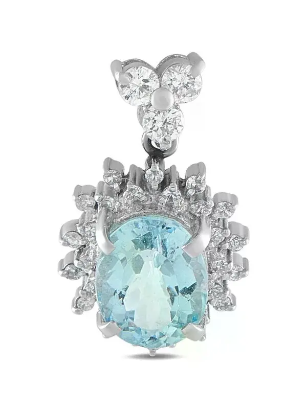 LB EXCLUSIVE Platinum Aquamarine And Diamond Pendant - Silver