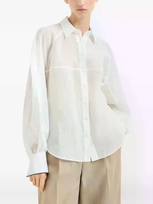 Brunello Cucinelli Sheer Long-sleeve Shirt