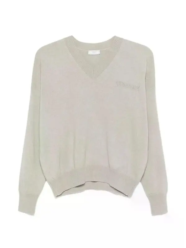 Peserico V-neck Top With Embroidered Detail