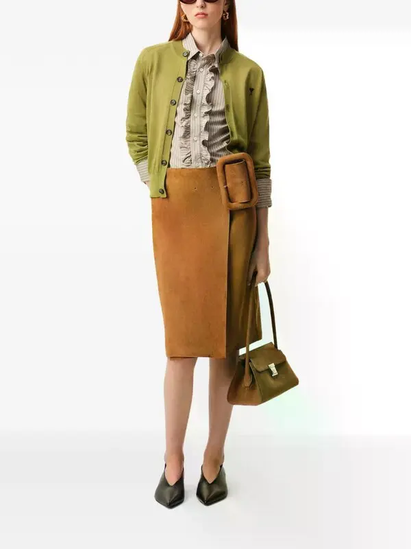 AMI Paris Wool Crewneck Cardigan With De Coeur Embroidery