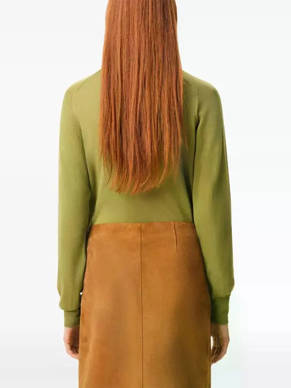 AMI Paris Wool Crewneck Cardigan With De Coeur Embroidery
