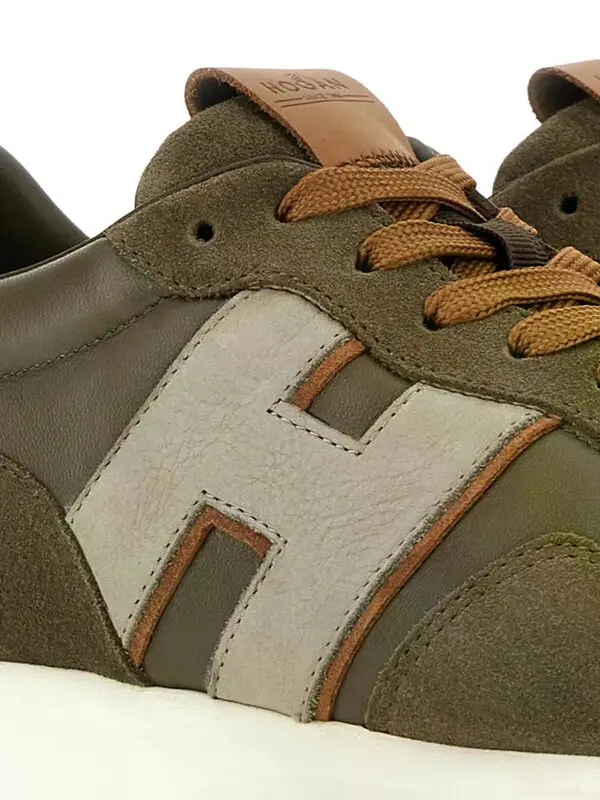 Hogan H601 Appliqué-detail Panelled Sneakers - Green