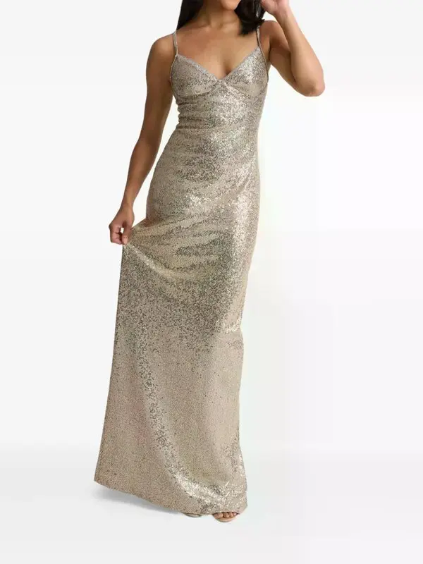 St. John Sequin Embellished Maxi Dress - Neutrals