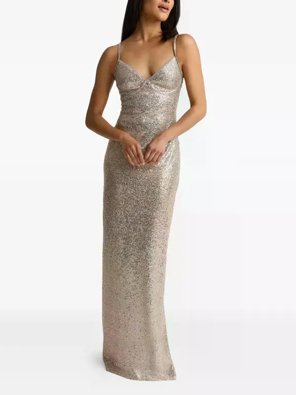 St. John Sequin Embellished Maxi Dress - Neutrals