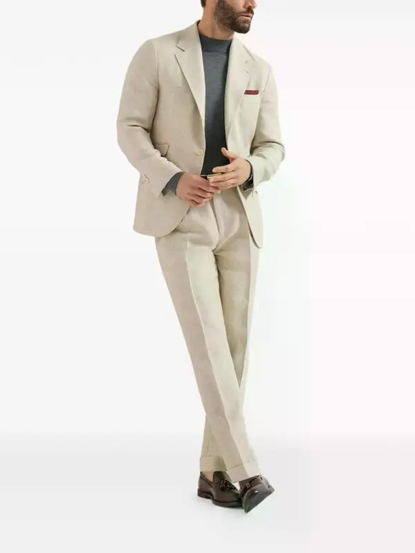 Brunello Cucinelli Pleated Hopsack Trousers - Neutrals