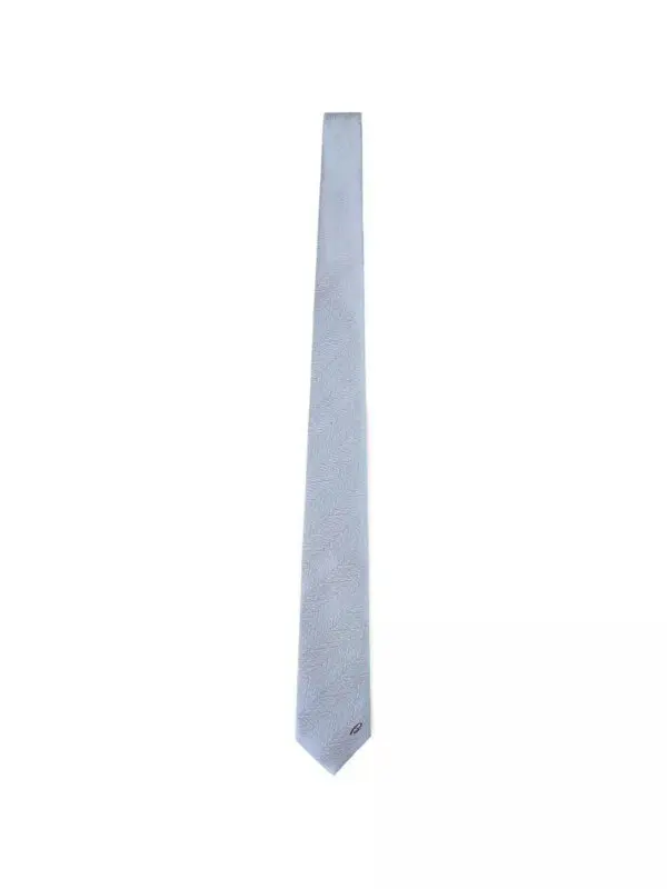 Brioni Herringbone Silk Tie - Blue