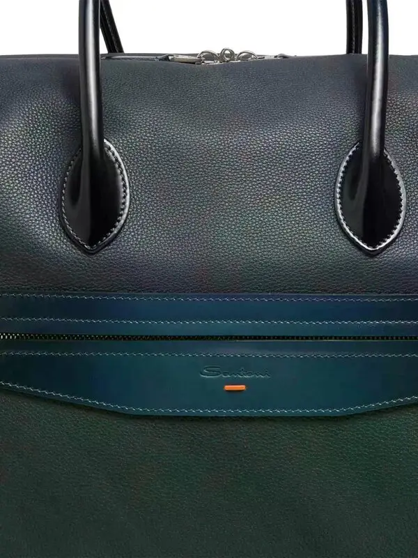 Santoni Double-zip Leather Travel Bag - Blue