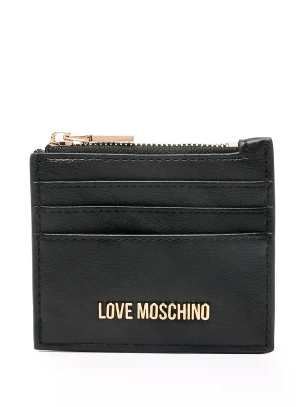 Moschino Heart Zip Card Holder - Black