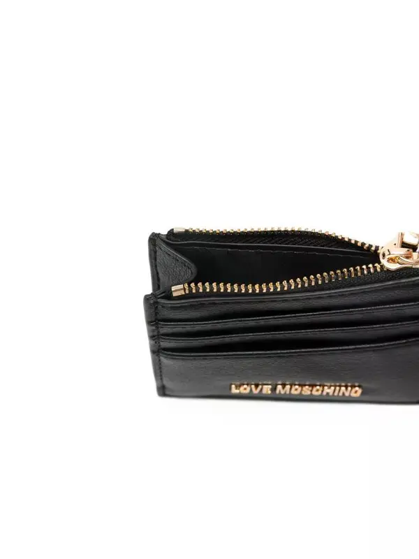 Moschino Heart Zip Card Holder - Black