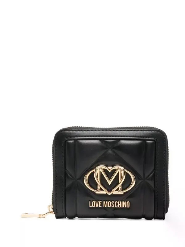 Moschino Quilted Logo-plaque Wallet - Black