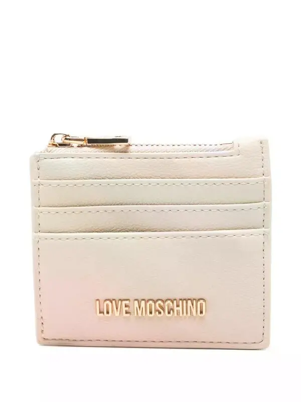 Moschino Heart Zip Card Holder - Neutrals