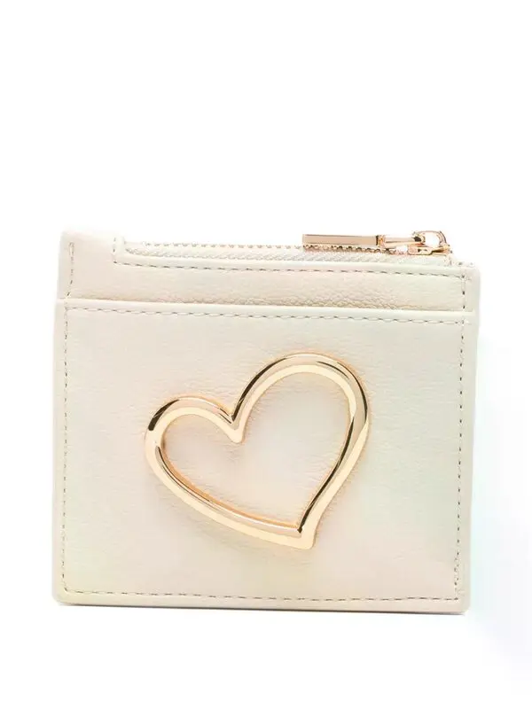 Moschino Heart Zip Card Holder - Neutrals