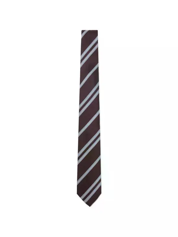 Brioni Striped Silk Tie - Red