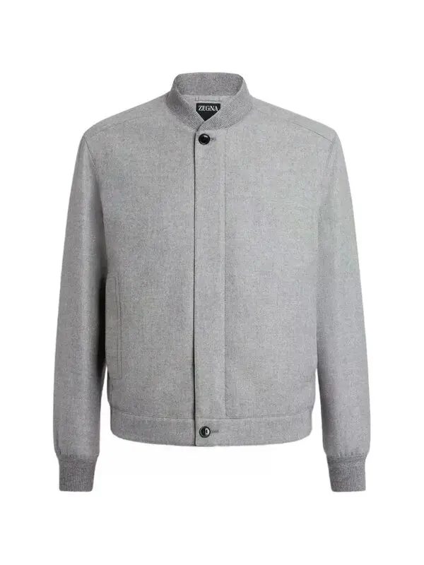 Zegna Oasi Buttoned Cashmere Bomber Jacket - Grey