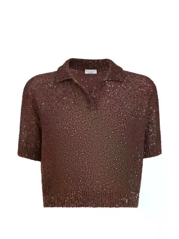 Brunello Cucinelli Sequin Embellished Polo Shirt