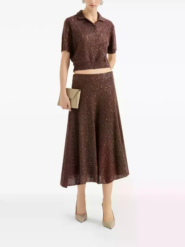 Brunello Cucinelli Sequin Embellished Polo Shirt