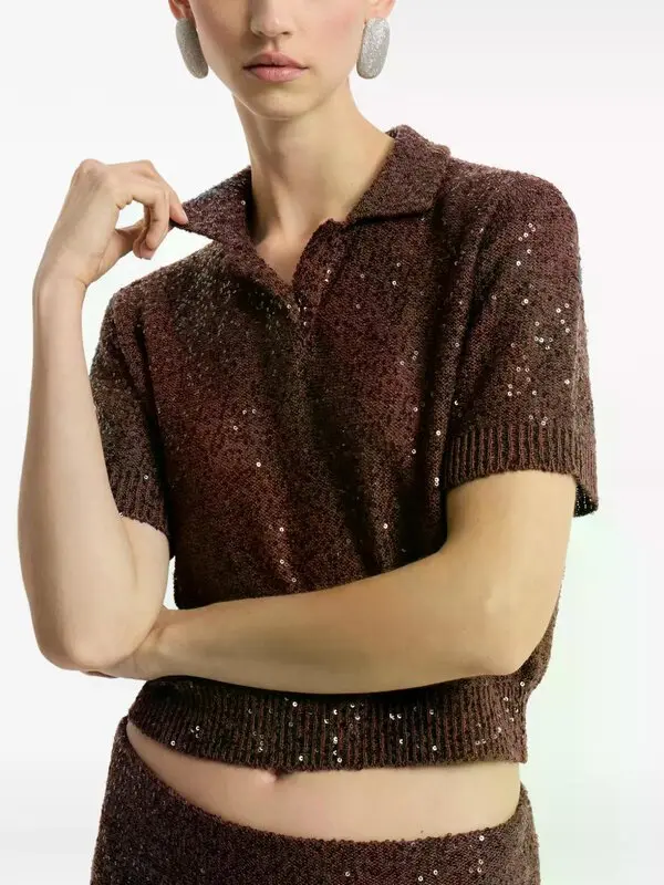 Brunello Cucinelli Sequin Embellished Polo Shirt