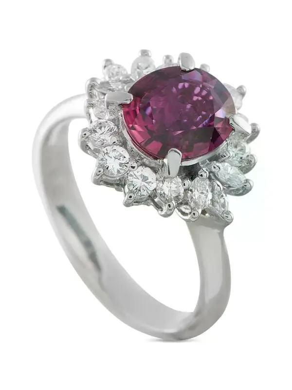 LB EXCLUSIVE Ruby And Diamond Platinum Ring - Silver