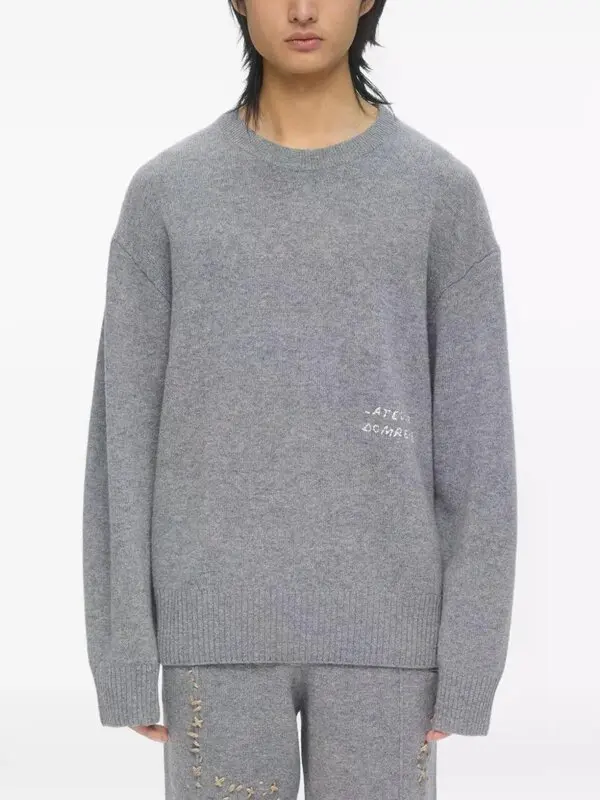 DOMREBEL Embroidered Crew-neck Wool-blend Sweater