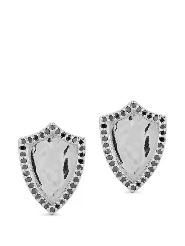 Mateo Black-diamond Shield Cufflinks - Silver