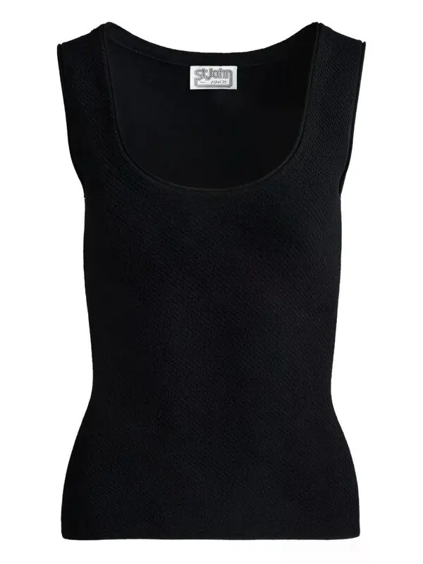 St. John Scoop-neck Knit Tank Top - Black