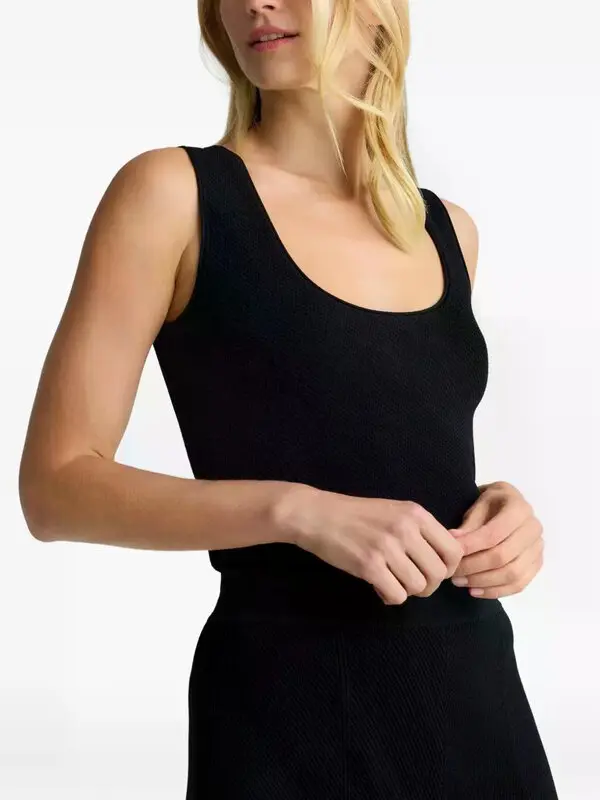 St. John Scoop-neck Knit Tank Top - Black