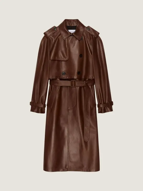 Givenchy Trench In Leather - Dark Brown