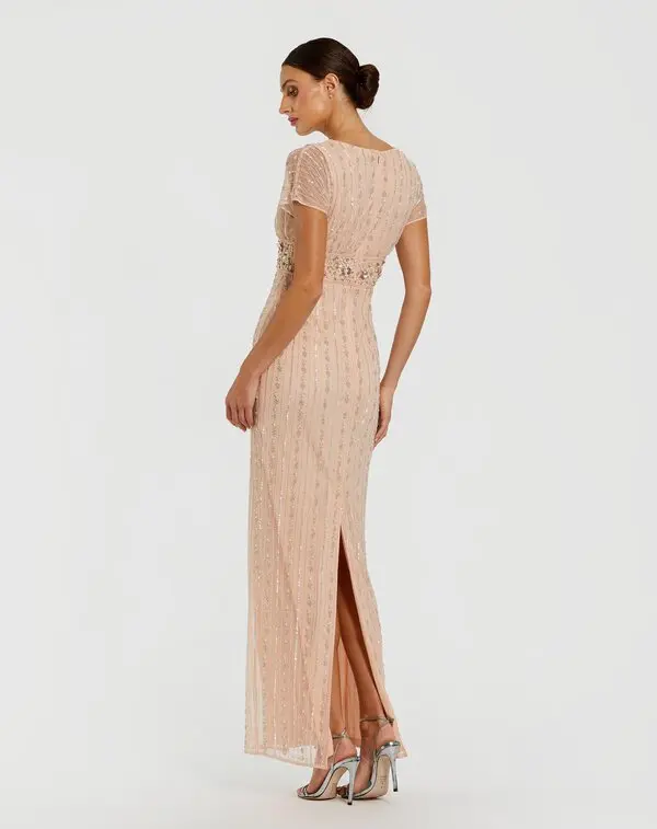 Mac Duggal Beaded Blouson Column Gown