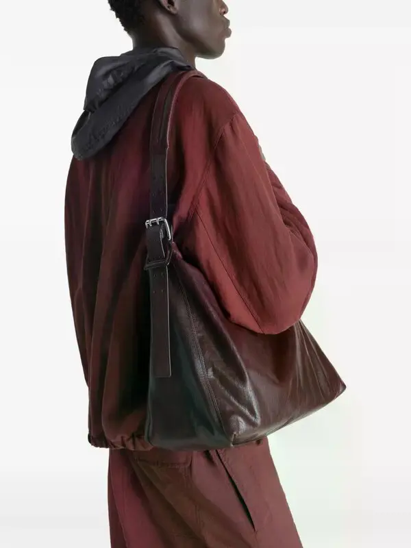 LEMAIRE Small Belted Shoulder Bag In Leather - Brown