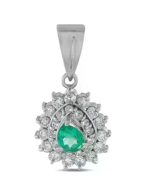 LB EXCLUSIVE Diamond And Emerald Platinum Pendant - Silver