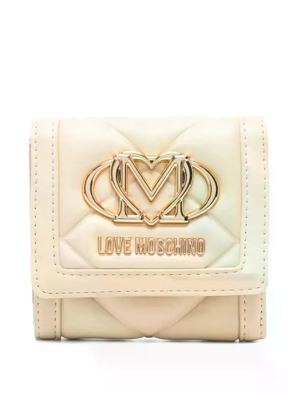 Moschino Logo Quilted Wallet - Neutrals